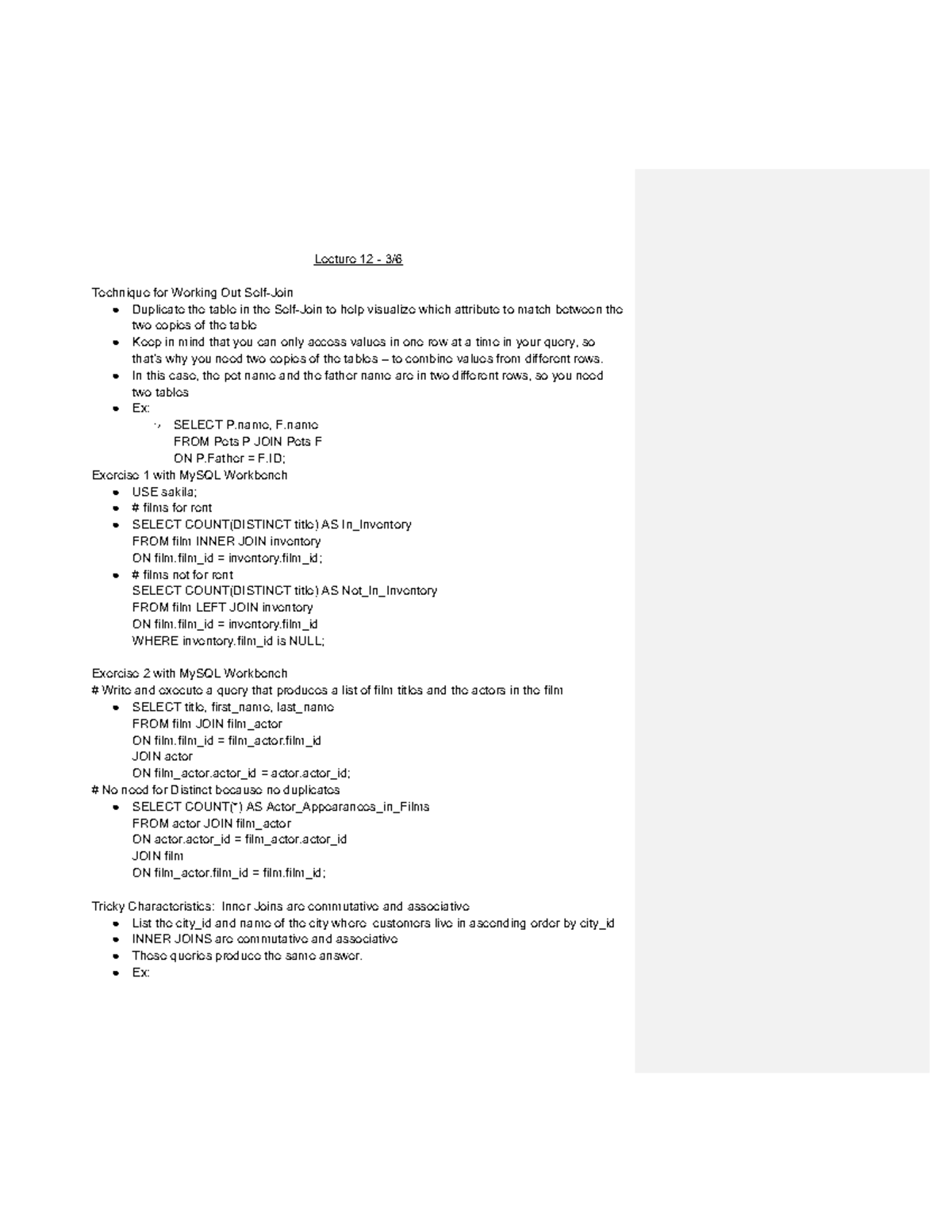 Lecture 12 - 3 6 - Notes - Lecture 12 - 3/ Technique for Working Out ...