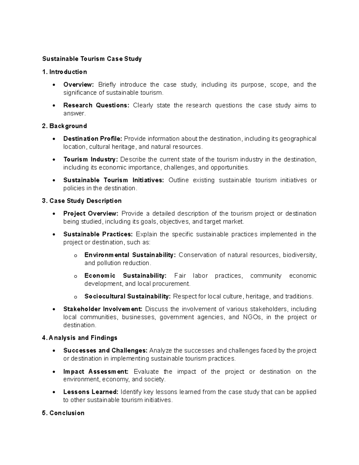 Sustainable Tourism Case Study Format - Sustainable Tourism Case Study ...