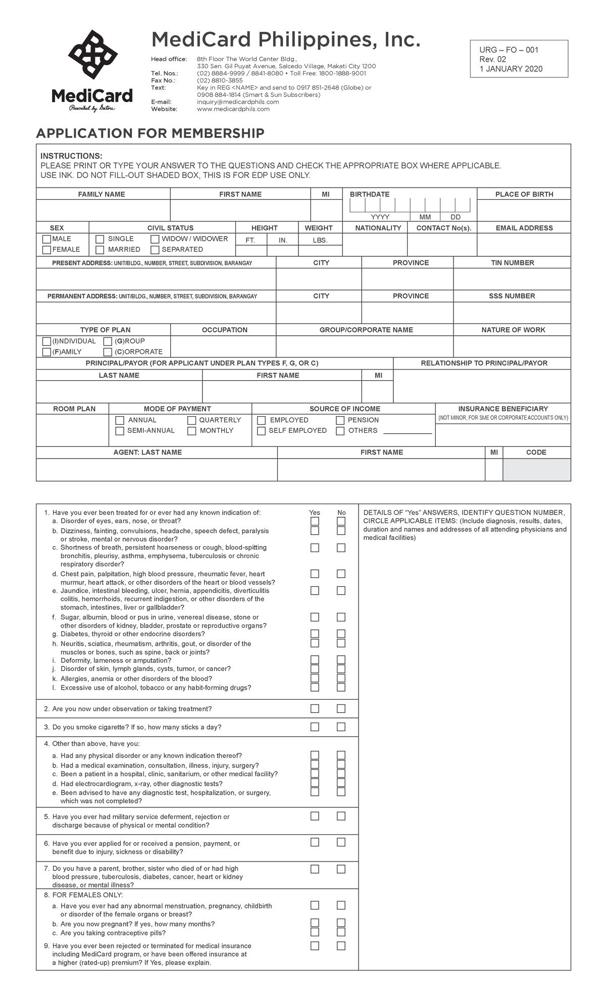 Application FORM - Okie - MediCard Philippines, Inc. Head office: 8th ...