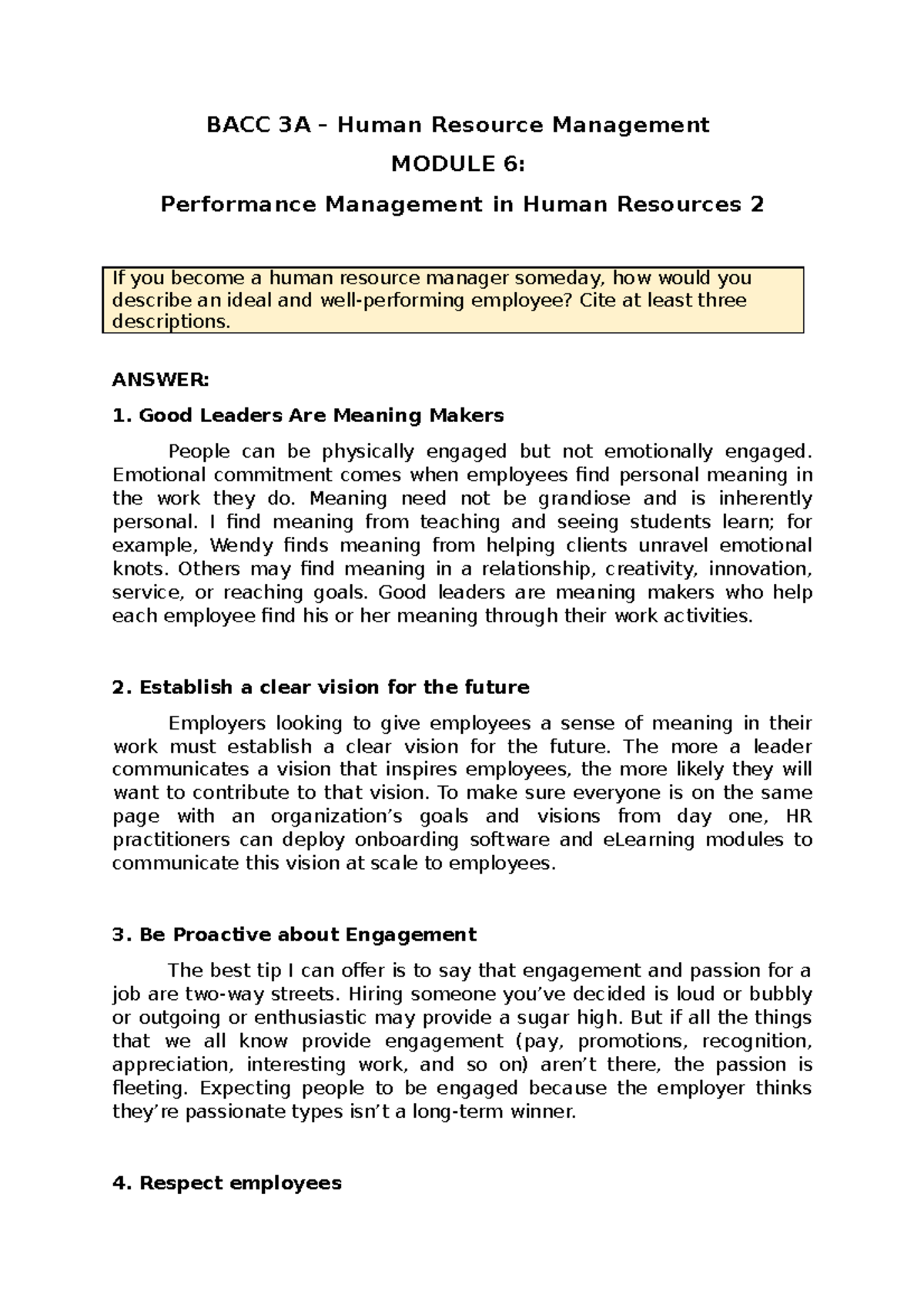 BACC 3 A - Human Resource Management - Module 6 - Performance ...
