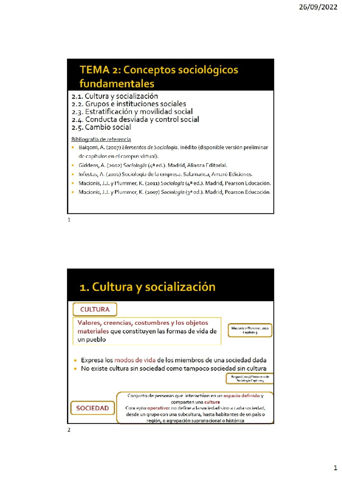 TEMA 2 Conceptos fundamentales - TEMA 2: Conceptos sociológicos fundamentales 2. Cultura y - Studocu
