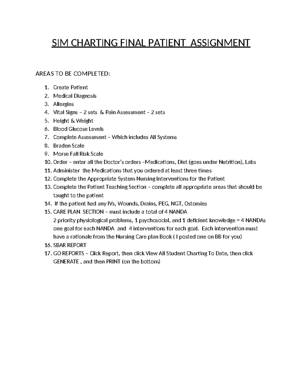 Sim Charting Final patient assignment - SIM CHARTING FINAL PATIENT ...