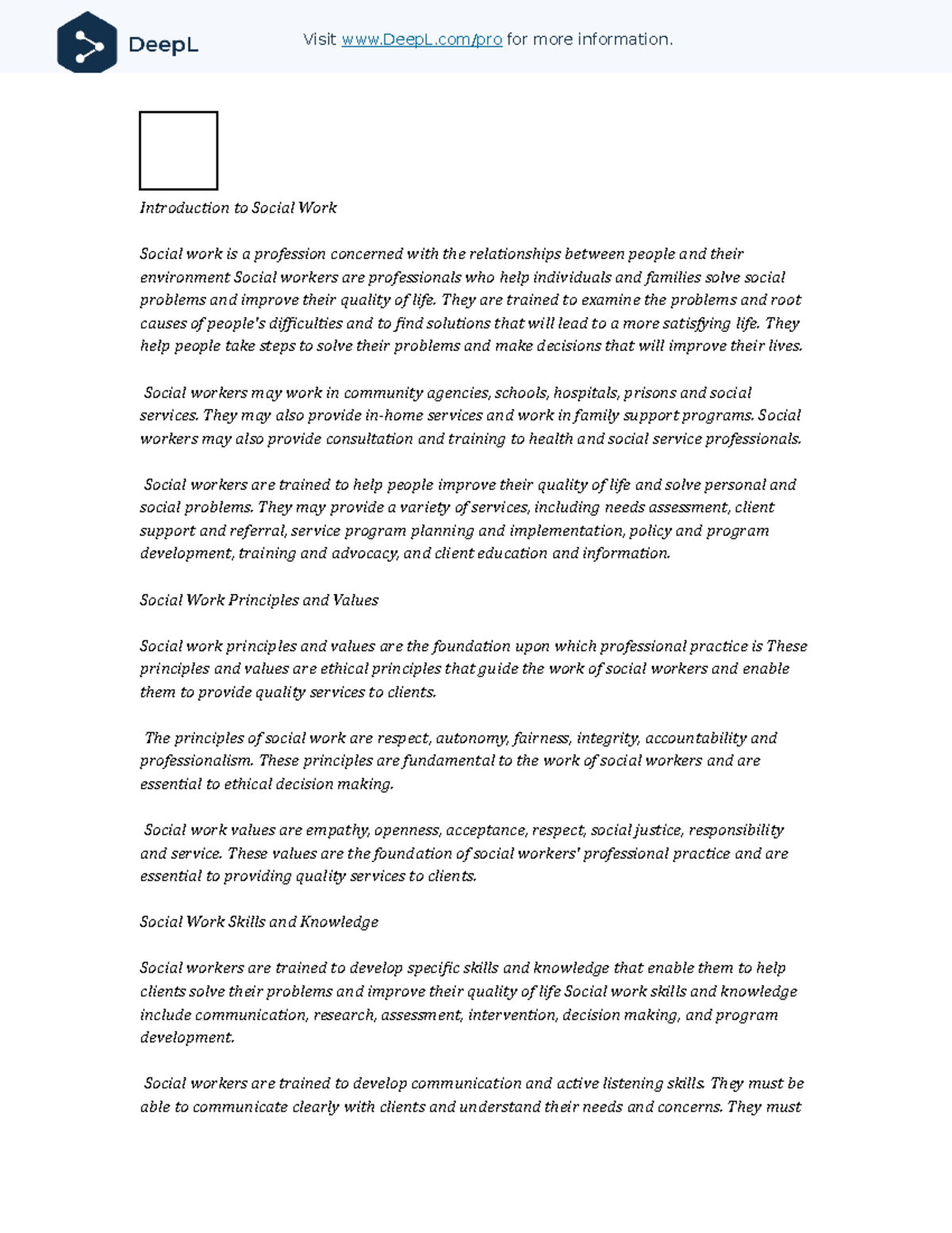 Social Work en-US - Introduction to Social Work Social work is a ...