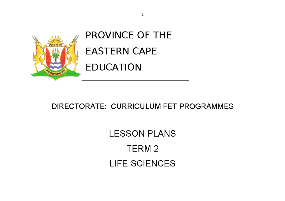 Grade 10 Life Sciences Lesson Plans - PROVINCE OF THE EASTERN CAPE ...