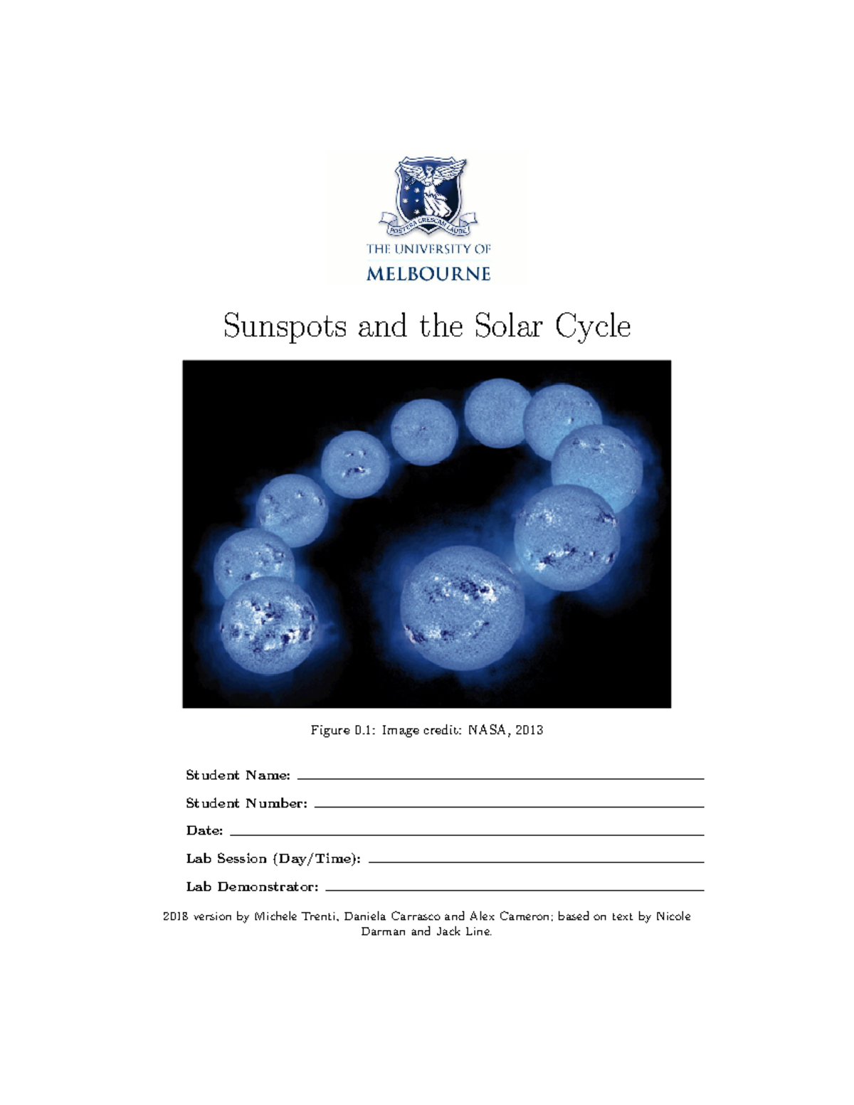 Lab 4 - Lab 4 - Sunspots and the Solar Cycle Figure 0: Image credit ...