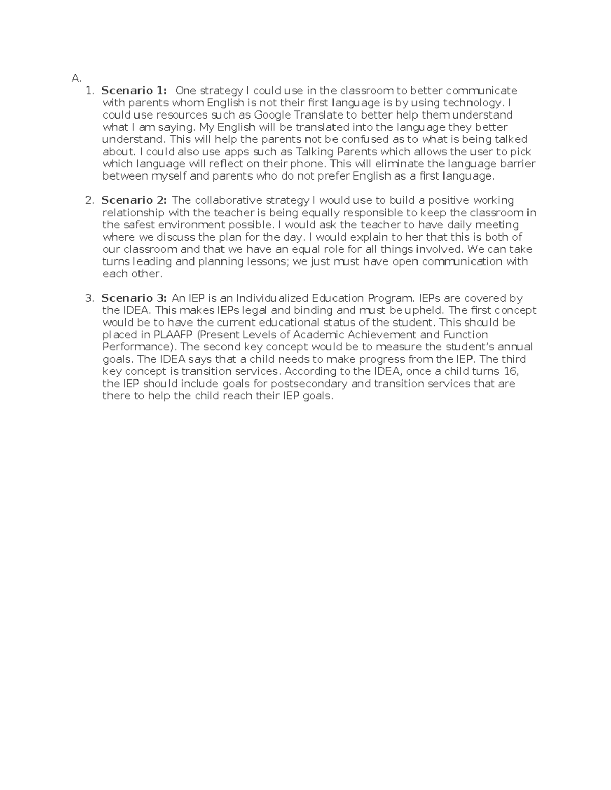 D096 Task 3 - Passed - A. Scenario 1: One strategy I could use in the ...
