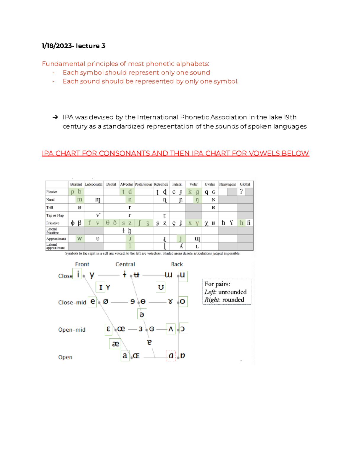 Lin 401 lecture 3 - LIN 401 - 1/18/2023- lecture 3 Fundamental principles of most phonetic - Studocu