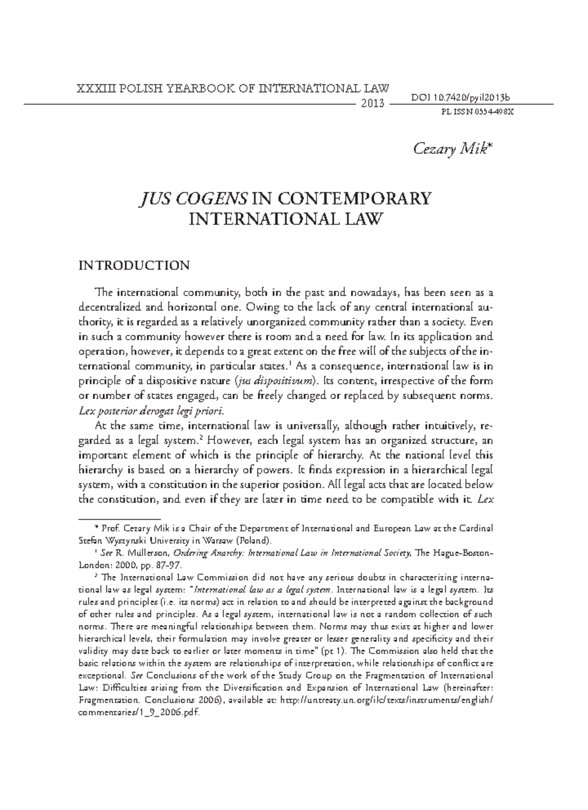 Jus Cogens in Contemporary Internat - Cezary Mik* JUS COGENS In ...