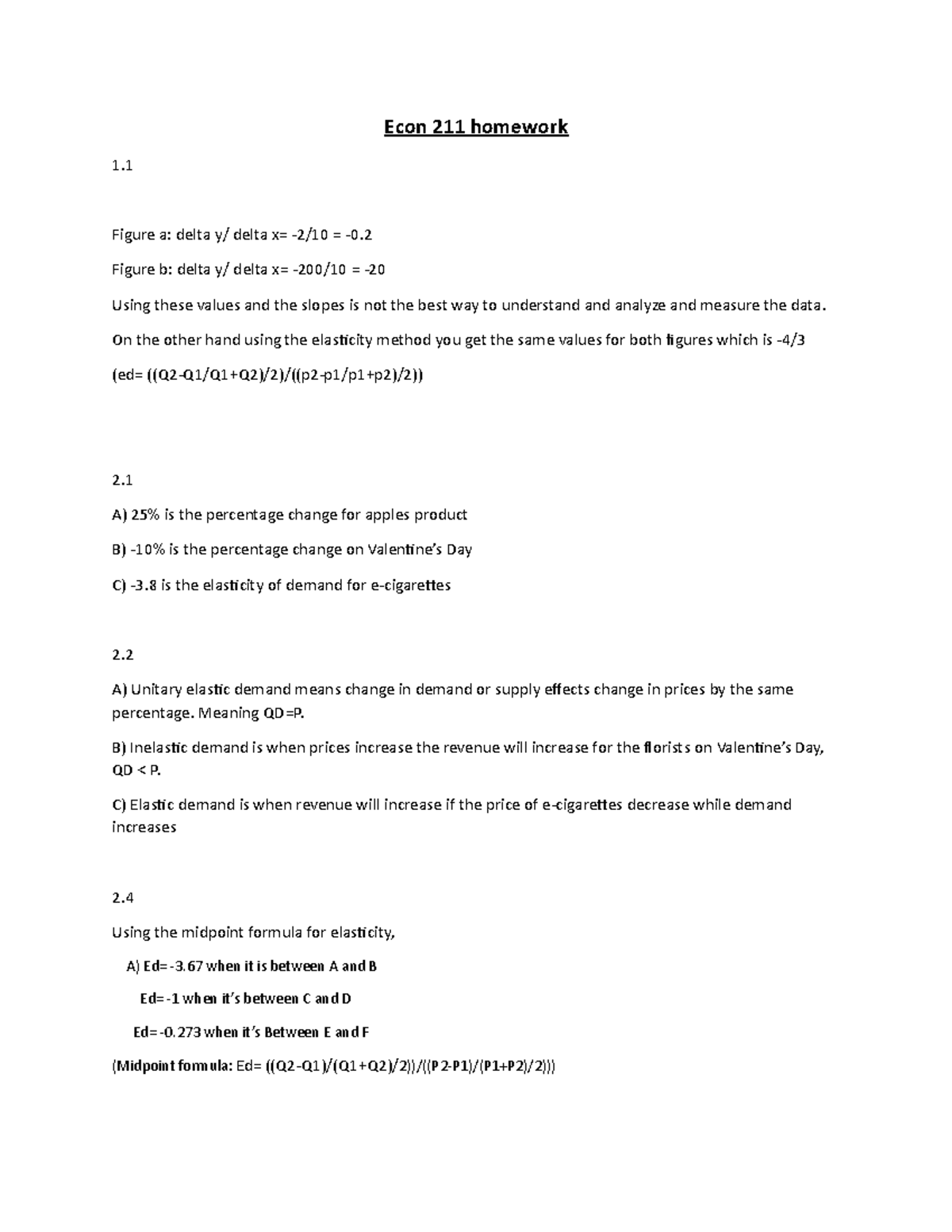 Econ 211 assignments for first week - Econ 211 homework 1. Figure a ...