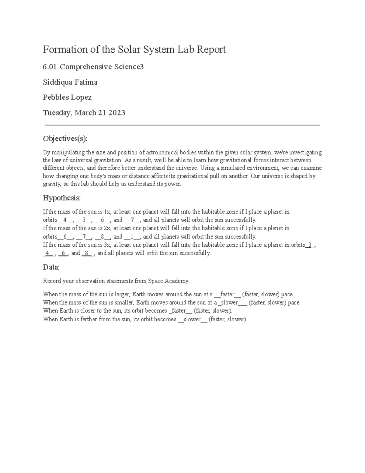 06.01 Fotss Science 3 - Formation of the Solar System Lab Report 6 ...
