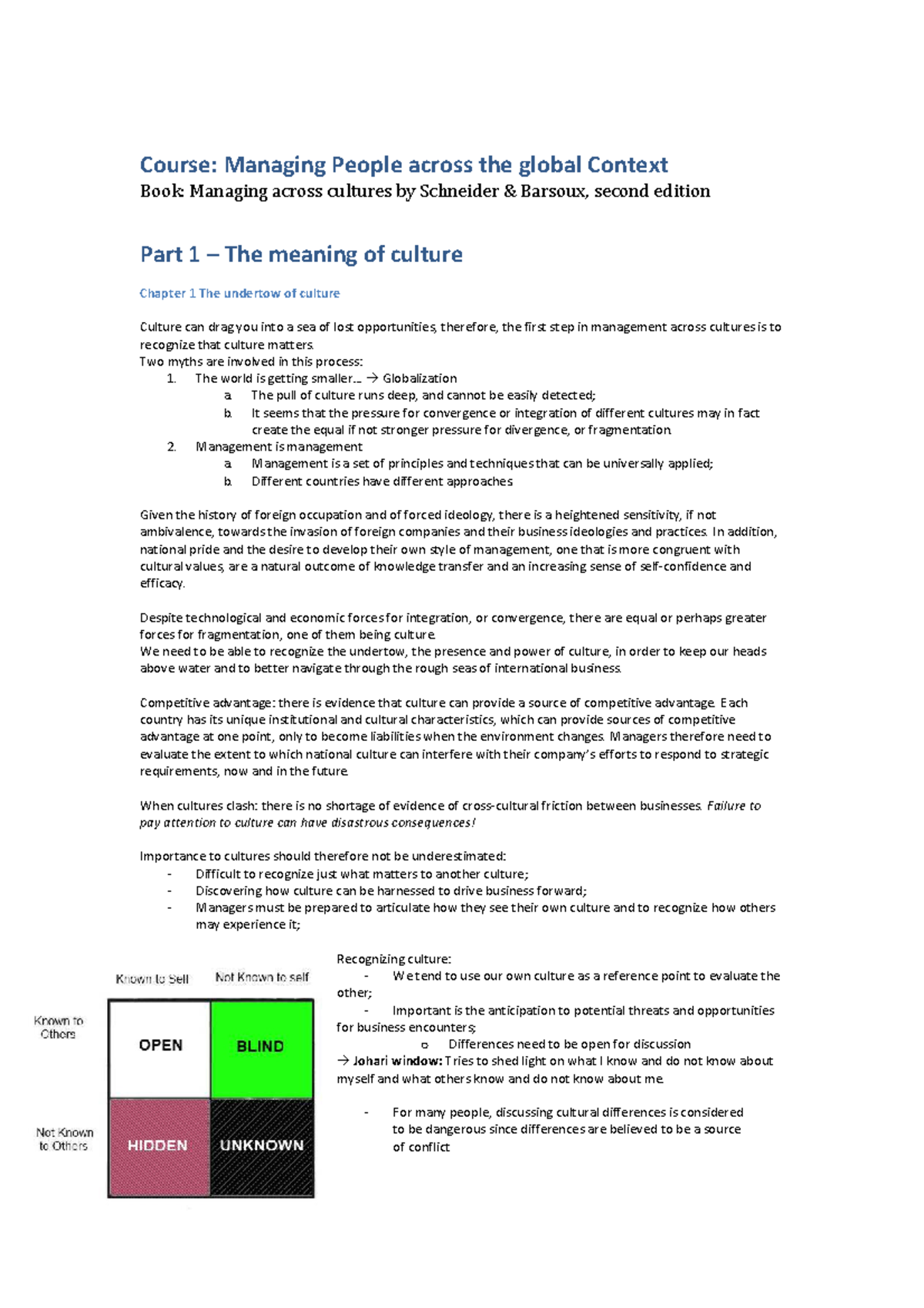 Summary Managing People in a Global Context, Chapter 1-9 - Course ...