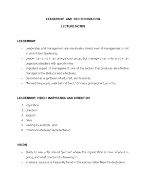 Recreation and Leisure Planning Lecture Notes - RECREATION AND LEISURE ...