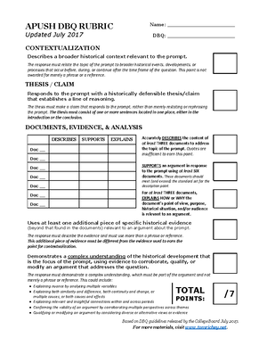 AP US History - DBQ Rubric - 6 or 7 - AP US History – DBQ Rubric Gone ...