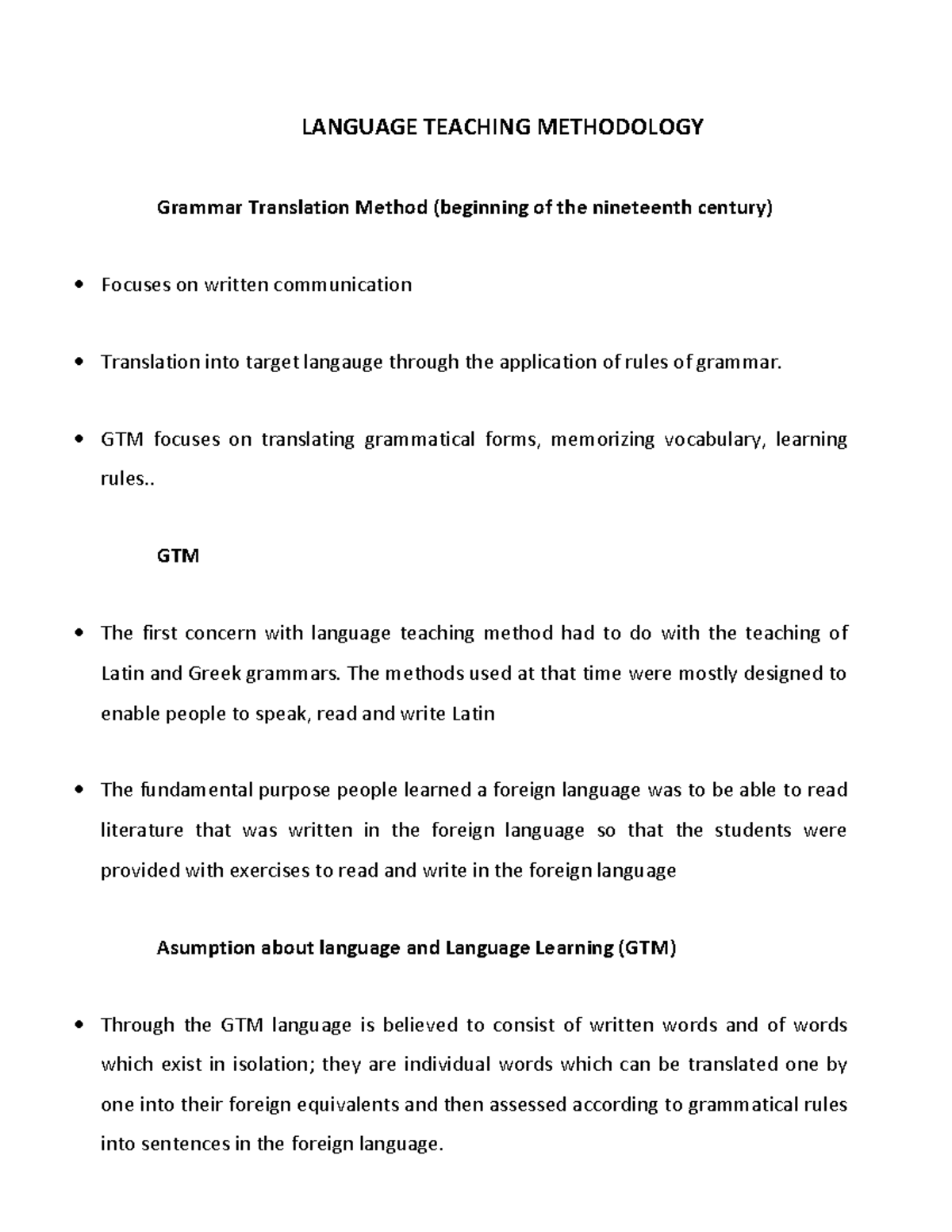 Language Teaching Methodology - LANGUAGE TEACHING METHODOLOGY Grammar ...