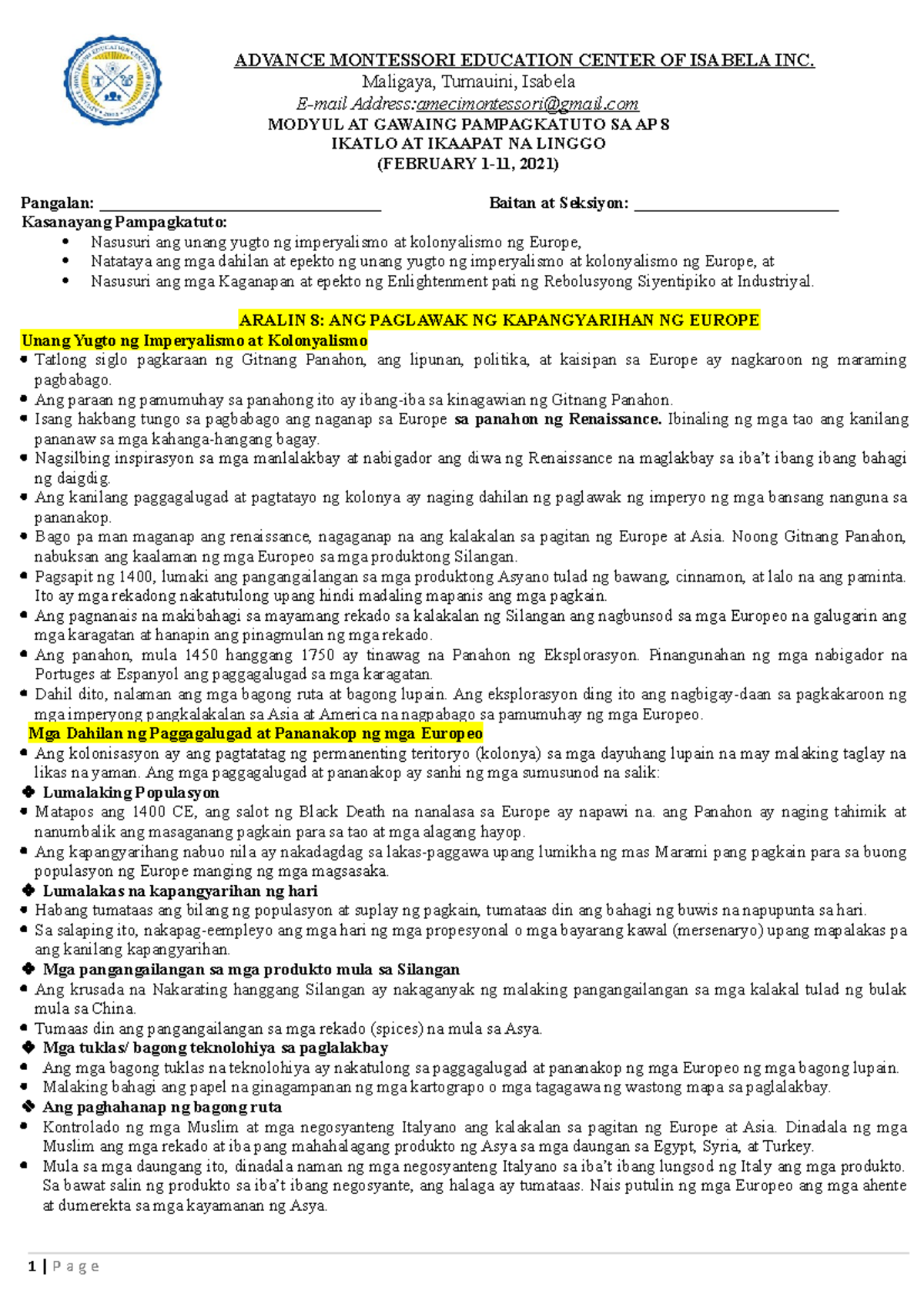 AP W-3-4 3RD Quarter - IT Subject - ADVANCE MONTESSORI EDUCATION CENTER ...