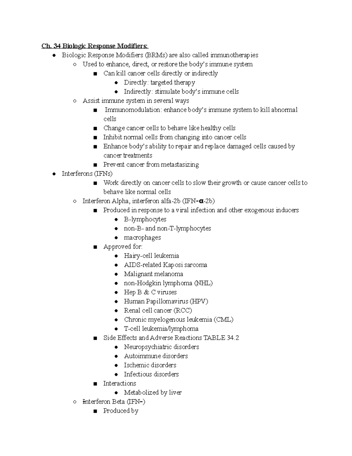 Ch. 34 Biologic Response Modifiers - Ch. 34 Biologic Response Modifiers ...