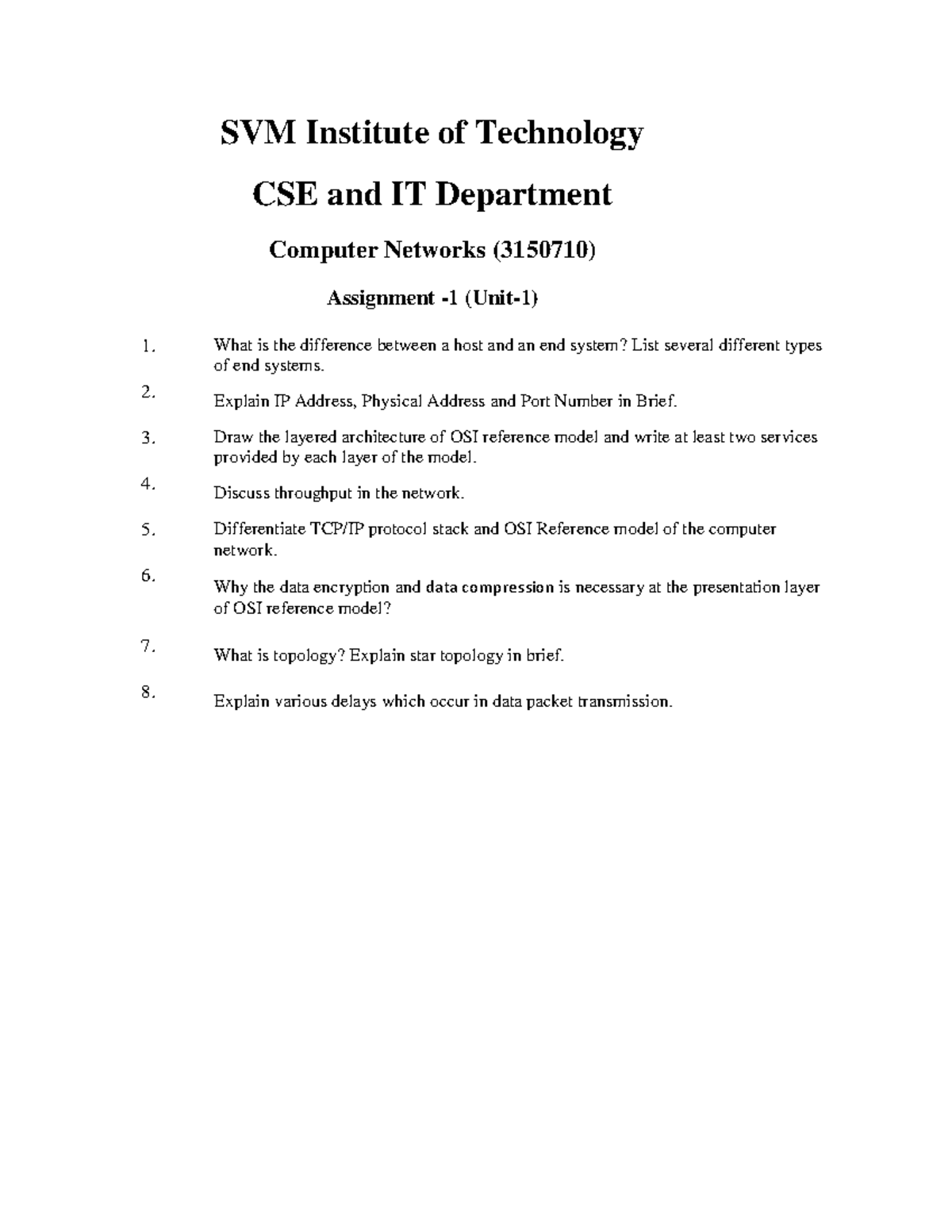 Assignment-1 Unit-1 - .......DEVANSHU PATEL - SVM Institute of Technology CSE and IT Department ...
