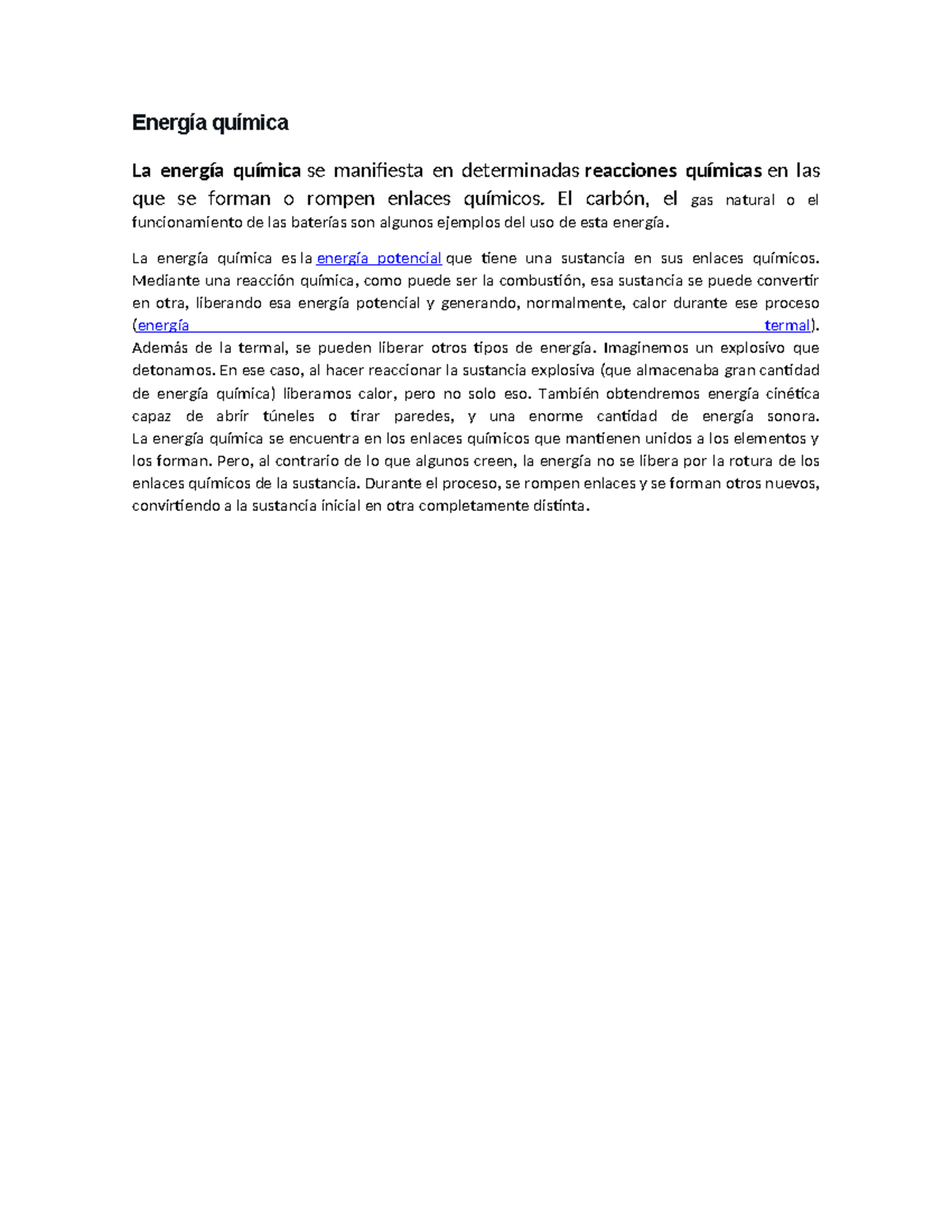 Energía química - la energia quimica - Energía química La energía ...