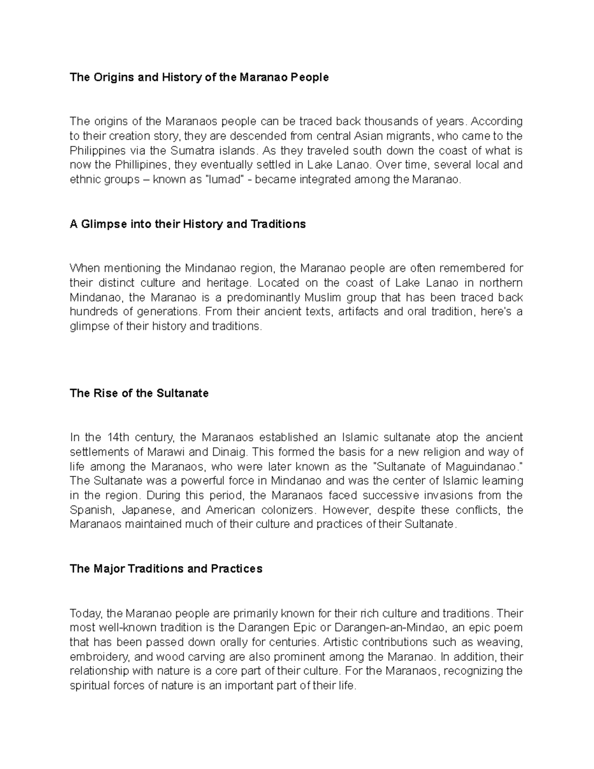 Historical bg of maranao people - The Origins and History of the ...