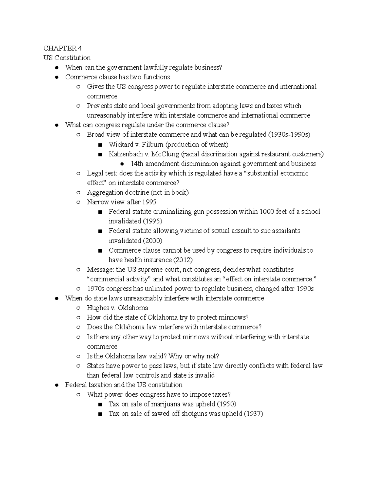 BUS 280- WEEK 4 - US Constitution and government - CHAPTER 4 US ...