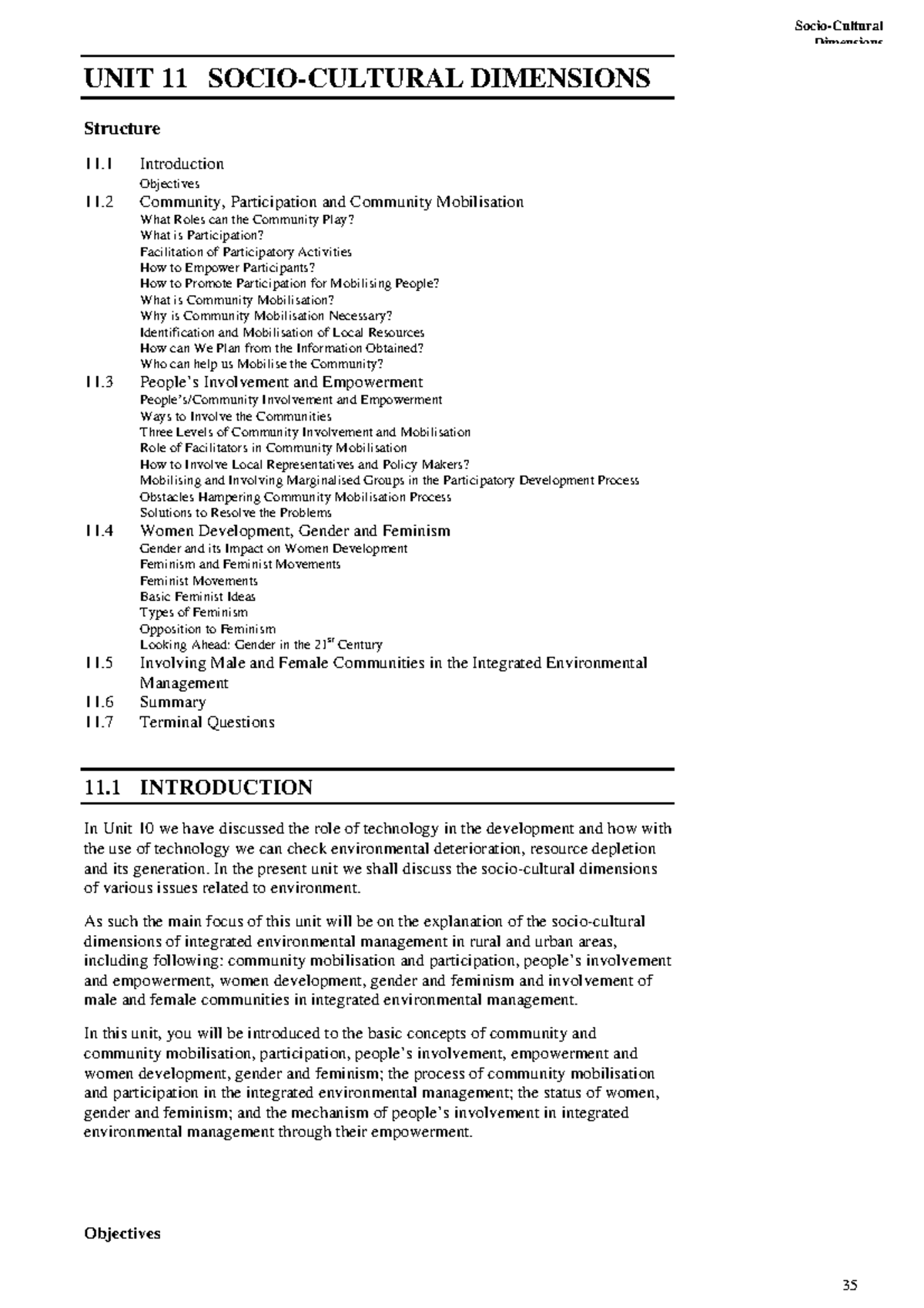Unit-11 - sdcdsvcdv - Socio-Cultural Dimensions UNIT 11 SOCIO-CULTURAL ...
