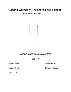 LAB 2 - lab - Gandaki College of Engineering and Science Lamachaur, Pokhara Analysis and design ...