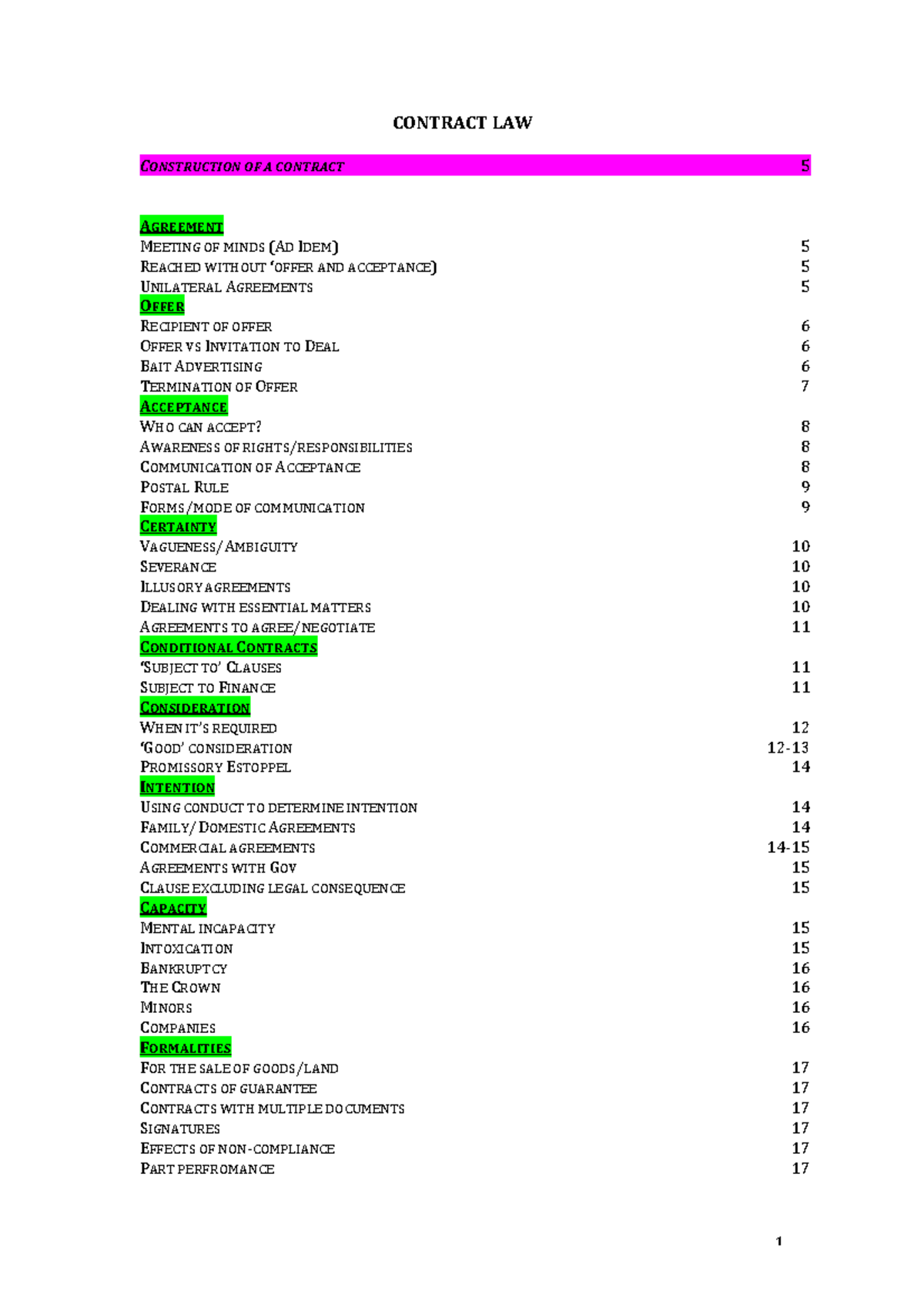 Contract law exam notes - ! "! !"#$%&!$'(&)' ' - Studocu