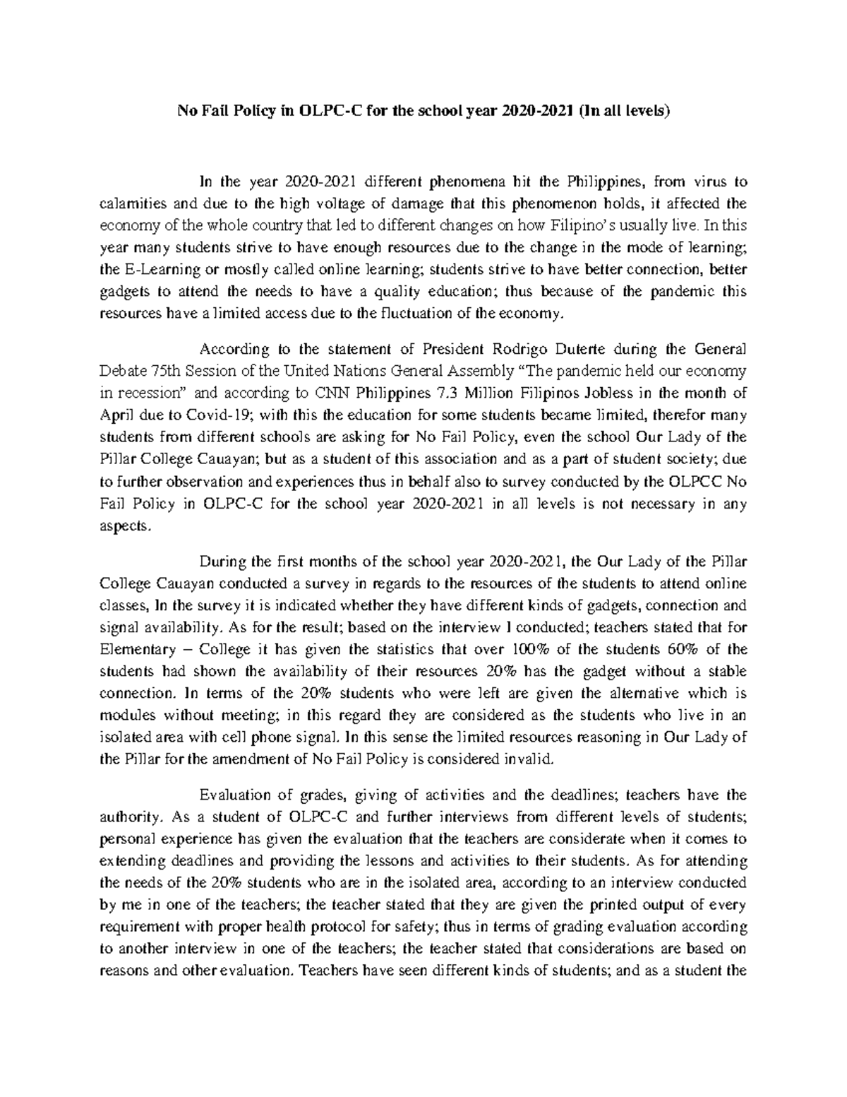 No Fail Policy in - In this year many students strive to have enough ...