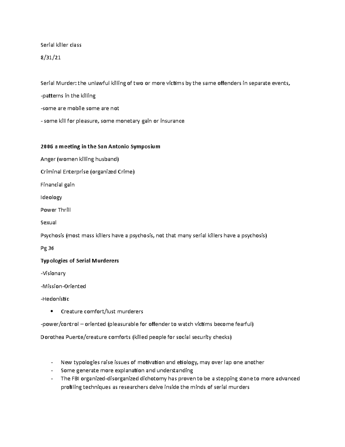 Serial killer class september - Serial killer class 8/31/ Serial Murder ...