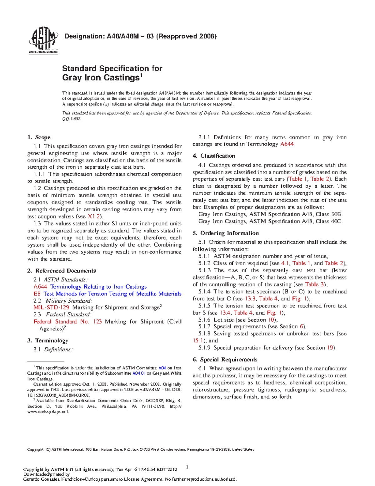 Astm-a48 compress - Normal - Designation: A48/A48M – 03 (Reapproved ...