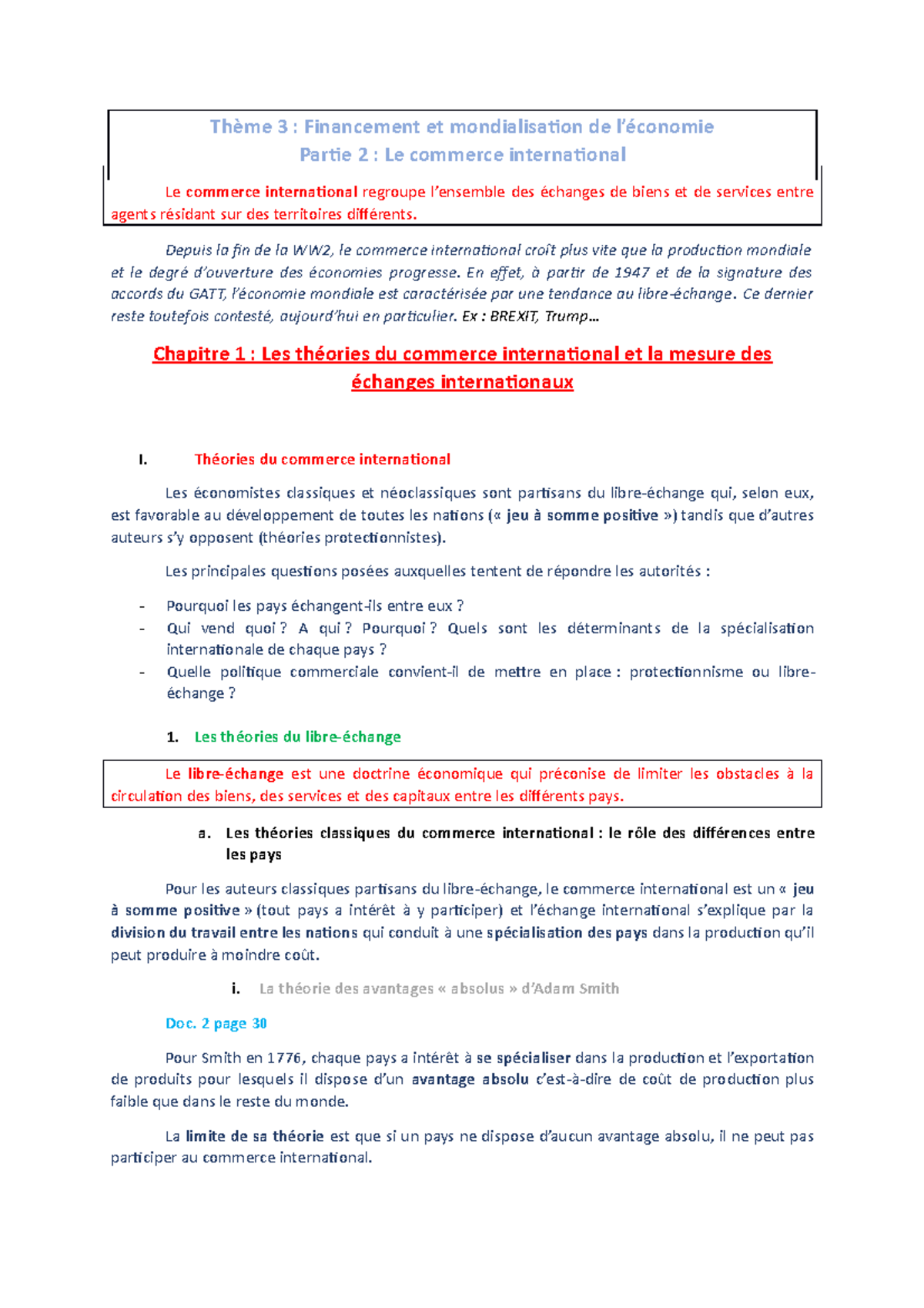 3 - 2 - 1 - Les théories du commerce international et la mesure des ...
