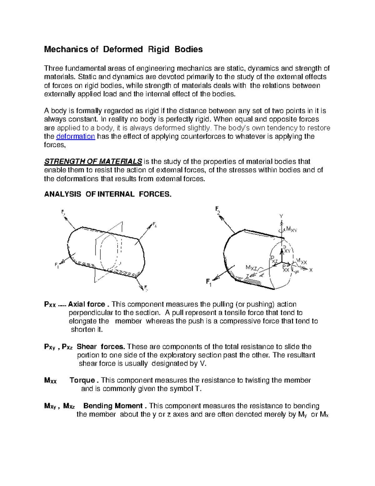 Static deformation - mechanics - Mechanics of Deformed Rigid Bodies ...