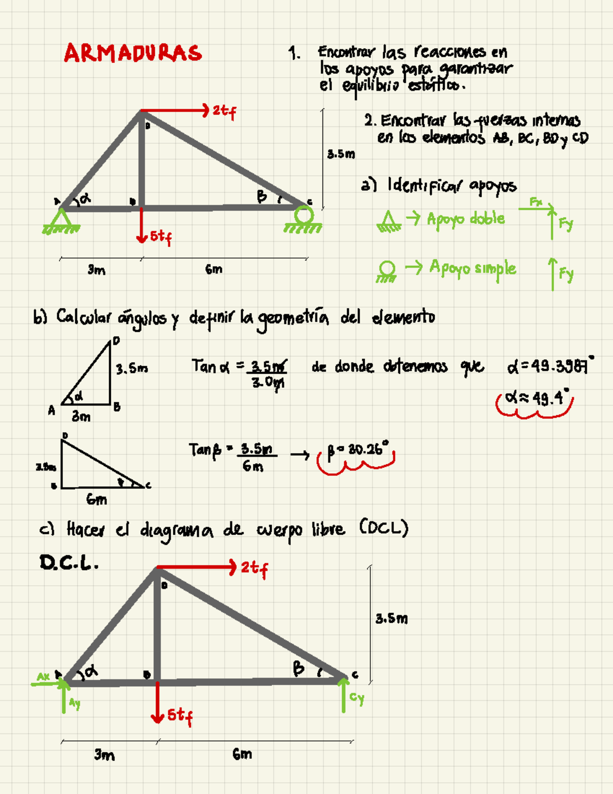 8. Ejercicio de armaduras resuelto - ARMADURAS 1 . Encontrarlasreacaonesen 10s ...