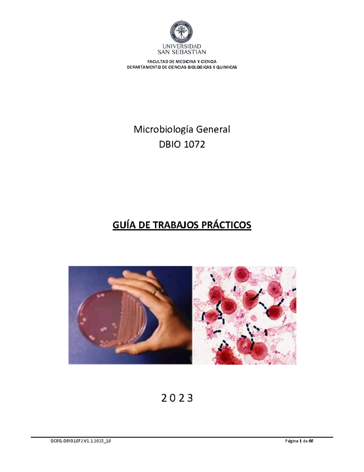 Gu Ã­a Laboratorio de Microbiolog Ã­a DBIO1072 2023 10-1 - DEPARTAMENTO DE CIENCIAS BIOLOGICAS Y ...