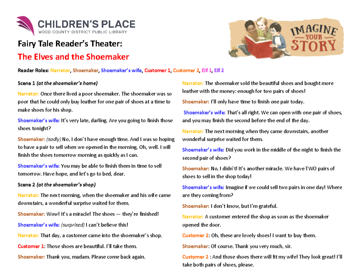 The Elves and the Shoemaker Readers Theatre - Fairy Tale Reader’s ...