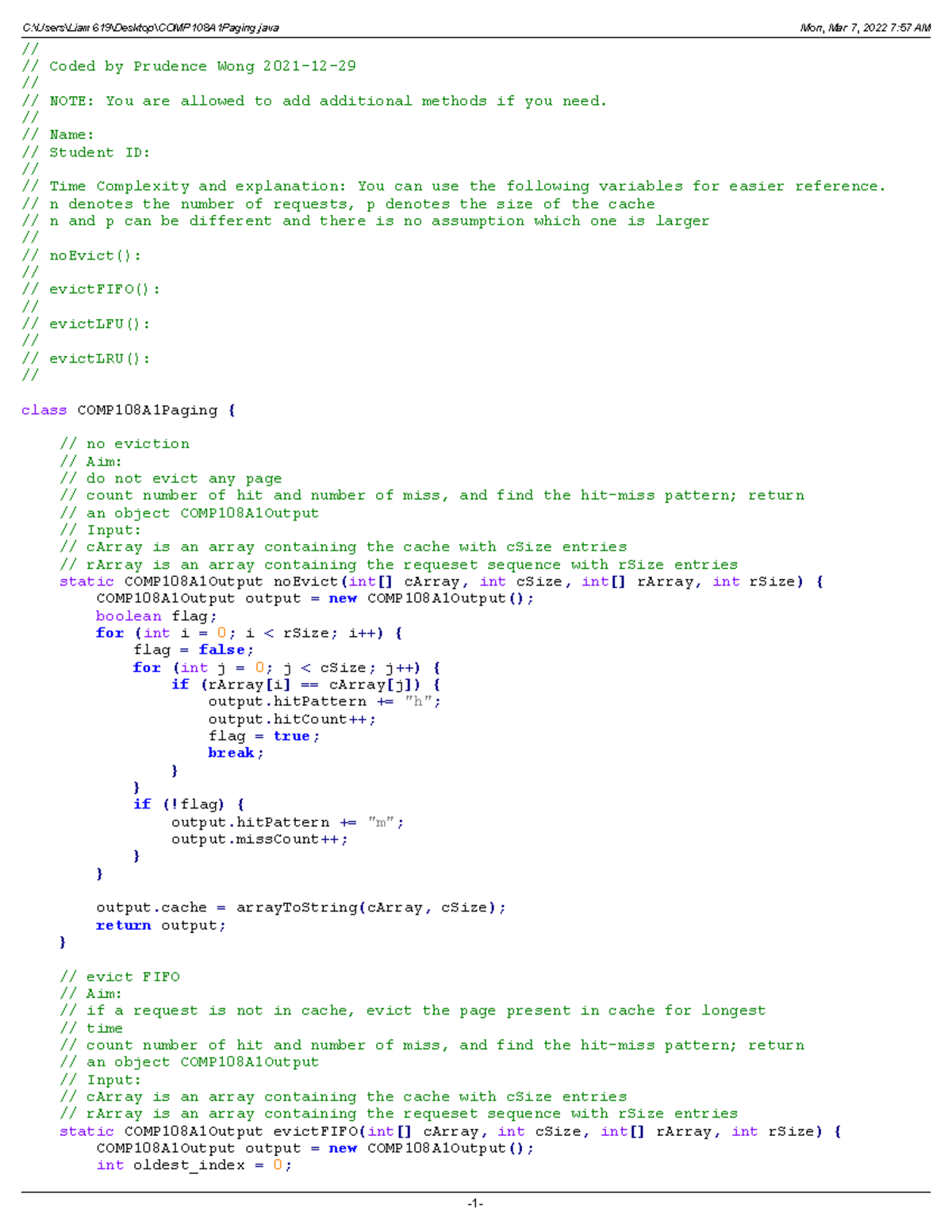 Comp108 Assignment 1 2022 Partial Answer - C:\Users\Liam619\Desktop ...