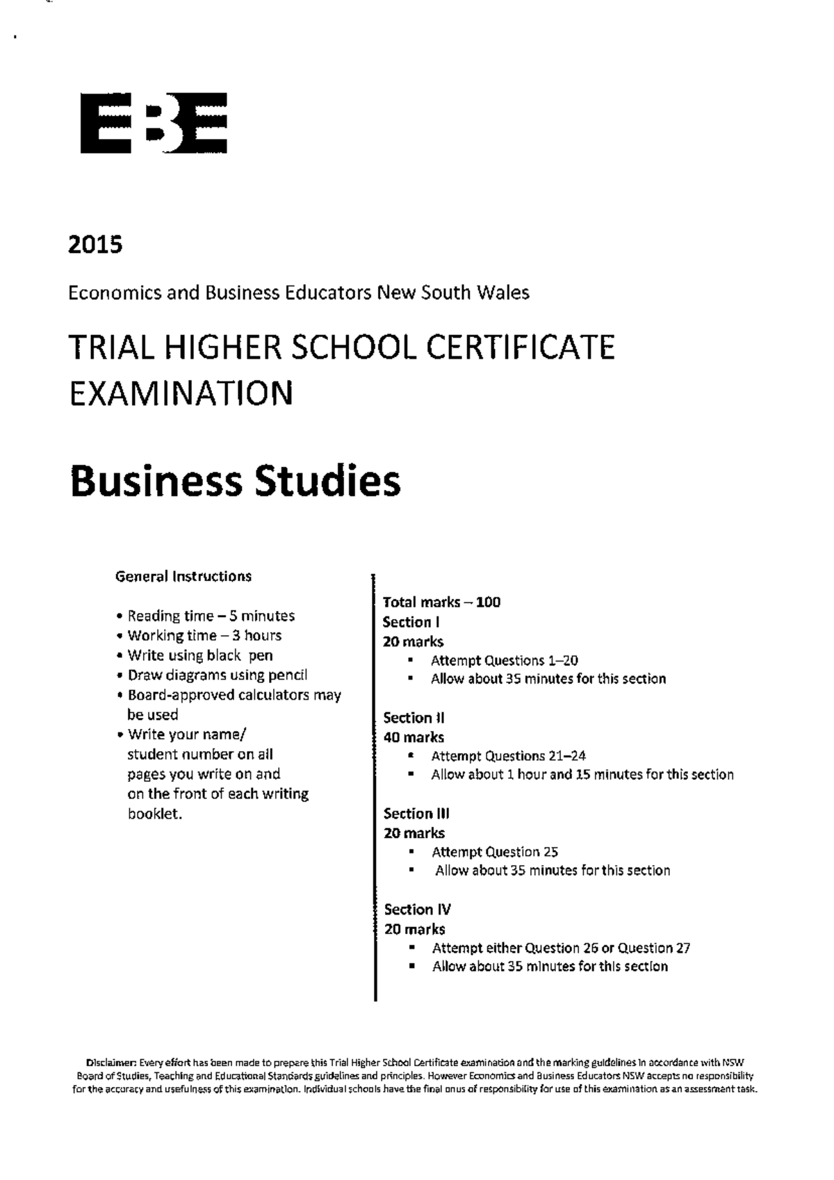 12BST- Trial papers 2015 - FINS1612 - UNSW Sydney - Studocu