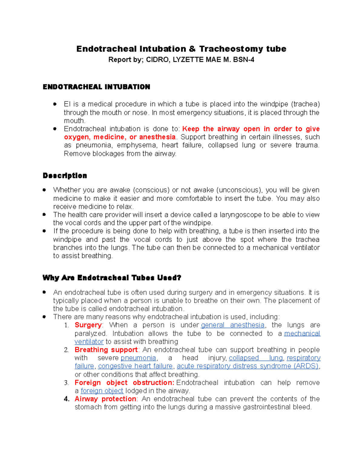 Tracheostomy - please access me to your document - Endotracheal ...