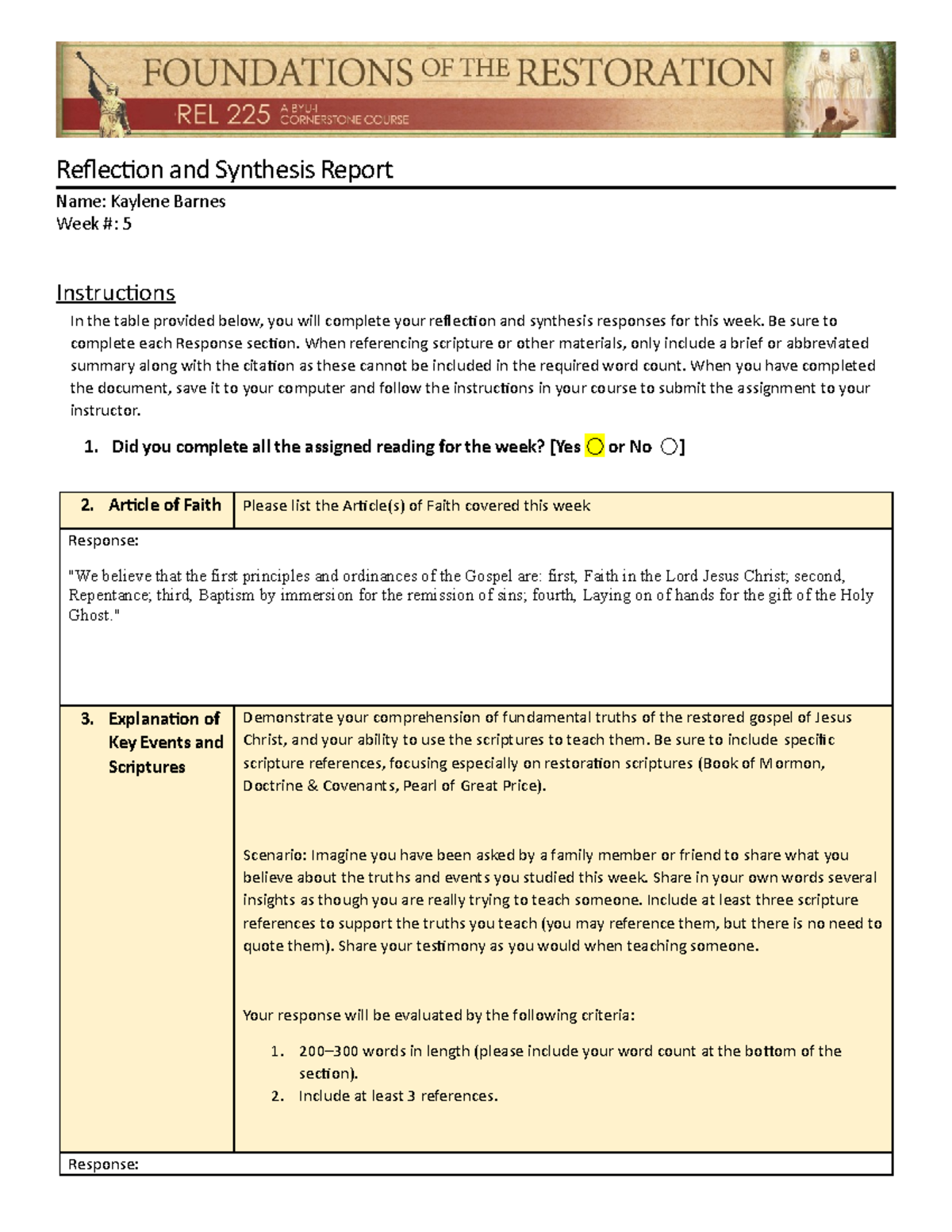 Reflection week 5 - Teach someone what you learned that week - Reflection and Synthesis Report ...