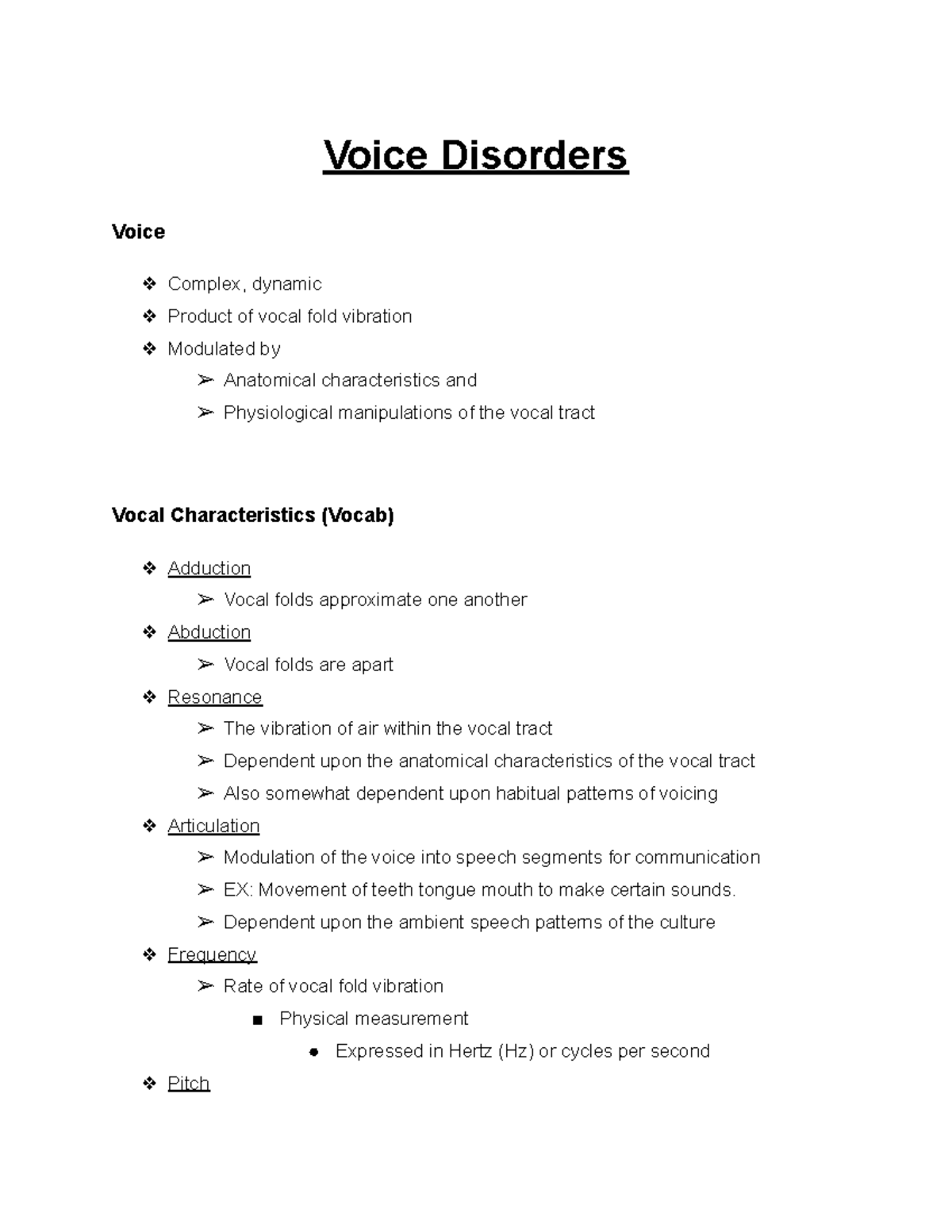 Voice Disorders - COMD1333 DR. BYRON ROSS - Voice Disorders Voice ...