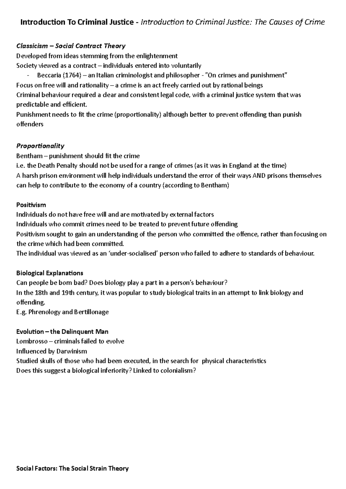 Criminal Justice - Week 1 - Lecture 1 - introduction and causes of ...