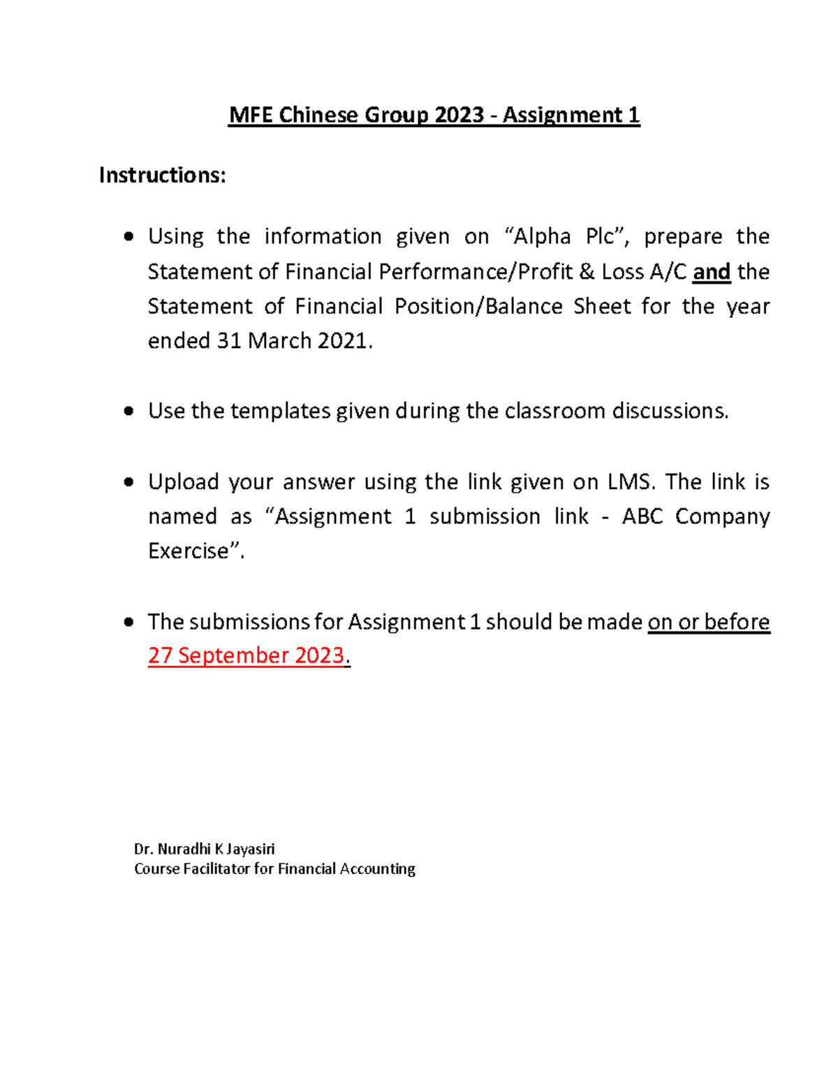 MFE 2020 - Assignment 1 - MFE Chinese Group 2023 - Assignment 1 Instructions: • Using the - Studocu