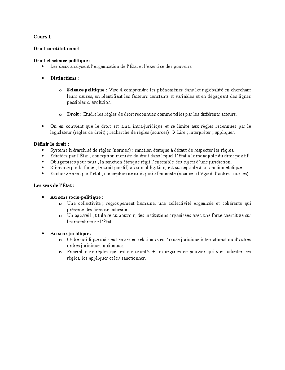 Cours 1-DRT119 - Cours 1 Droit constitutionnel Droit et science ...