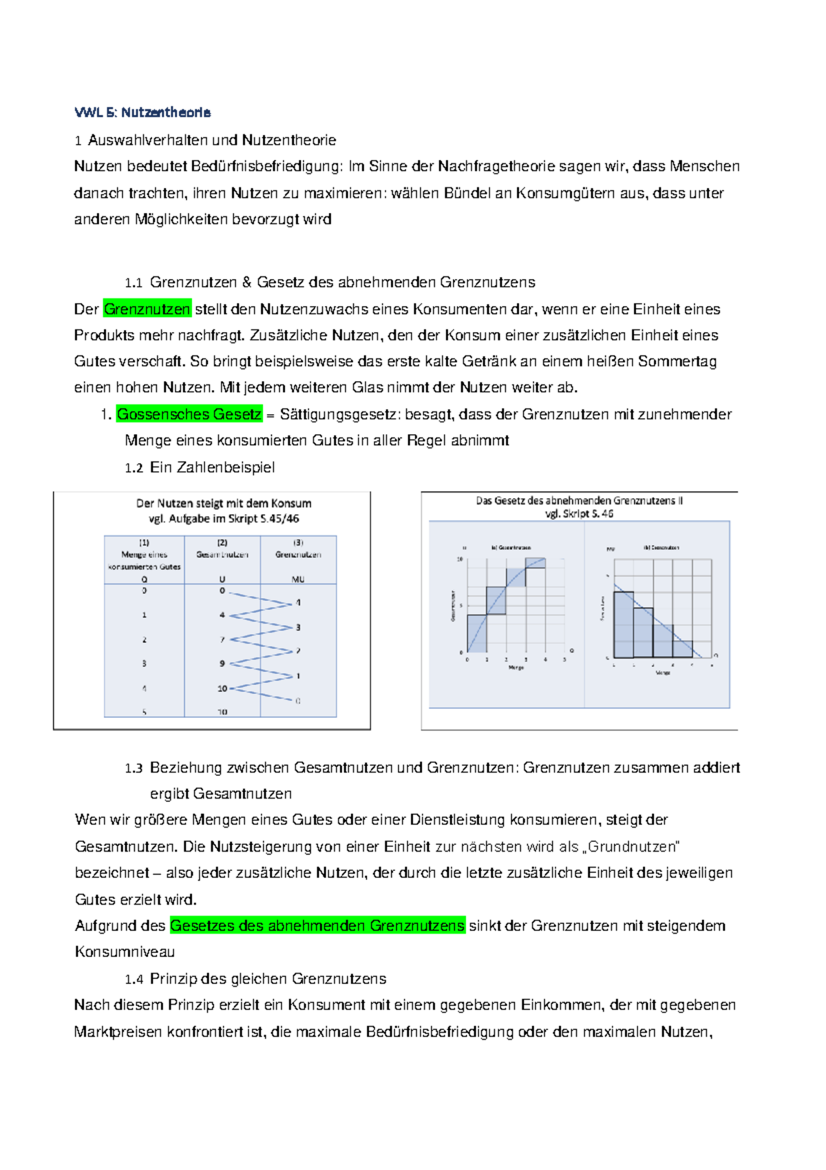 Nutztheorie - VWL 5 : Nutzentheorie 1 Auswahlverhalten und ...