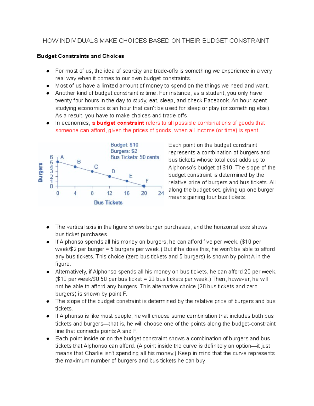 Note Chapter 2 - Lecture - HOW INDIVIDUALS MAKE CHOICES BASED ON THEIR ...