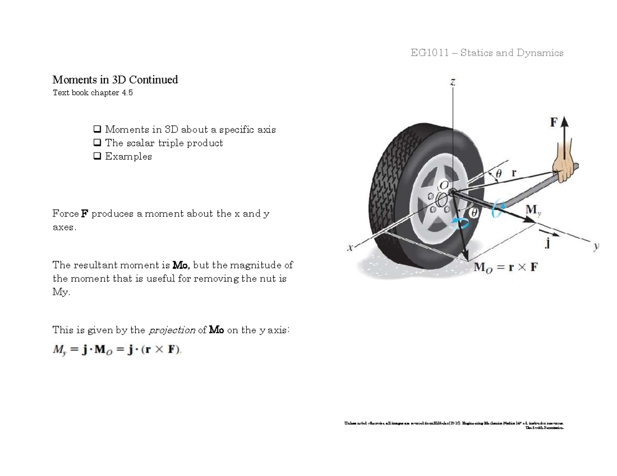 Lecture 7 - Moments in 3D Continued - EG1011 – Statics and Dynamics ...