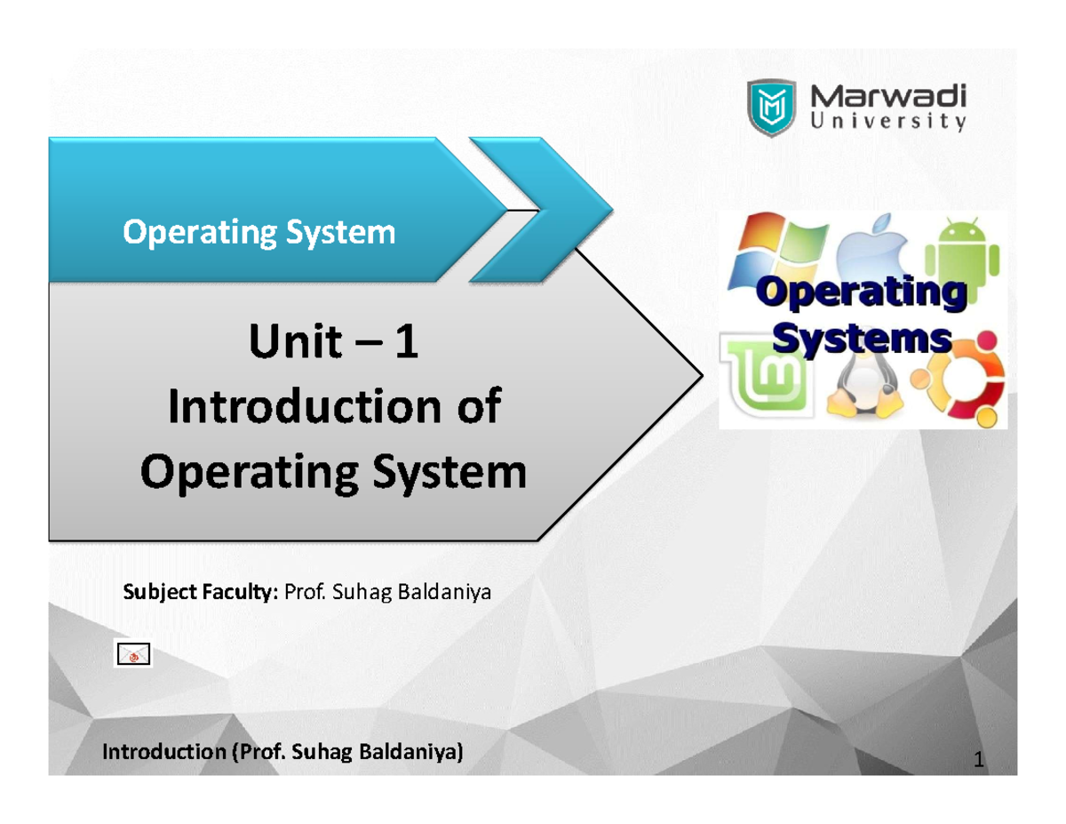 Unit 1 - notes ppt - Unit- 1 Introduction (Prof. Aanchal Phutela) 1 ...
