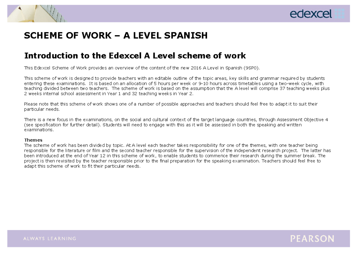 Scheme-of-work-a-level-spanish - SCHEME OF WORK – A LEVEL SPANISH ...