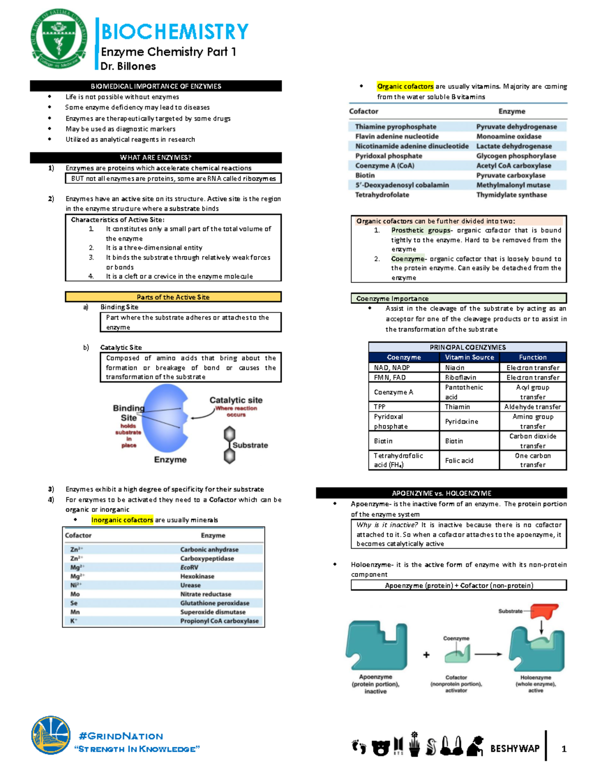 4.1 Enzyme Chemistry Part 1 - Enzyme Chemistry Part 1 Dr. Billones # ...