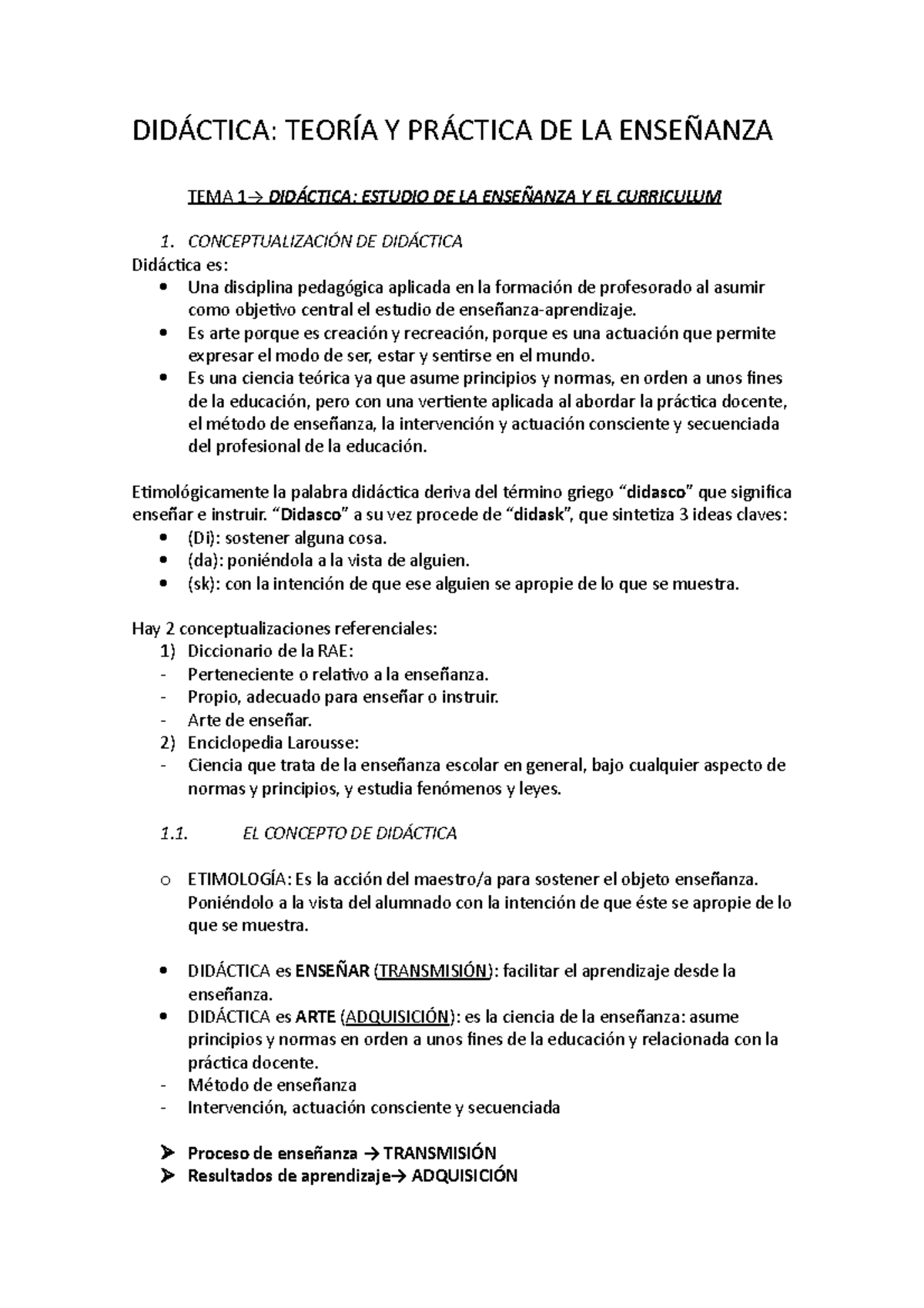 Didáctica - Estudio de la enseñanza y del curriculum - DIDÁCTICA ...